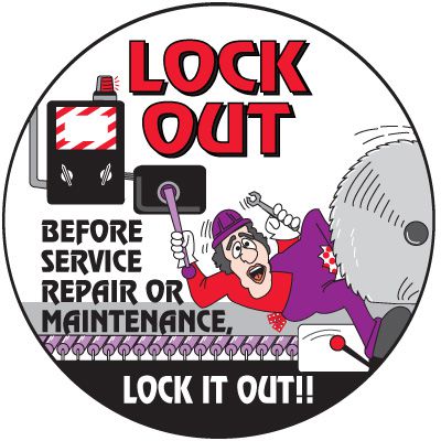Safety Training Labels - Lock Out Before Service | Emedco