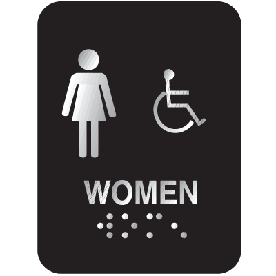 Women Handicap ADA Outdoor Aluminum Braille Sign | Emedco