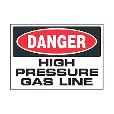 Chemical Safety Labels - Danger High Pressure Gas Line | Emedco