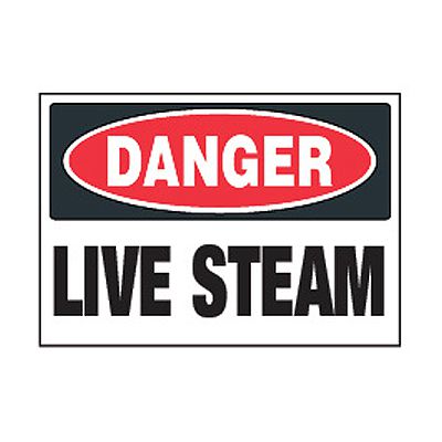 Chemical Safety Labels - Danger Live Steam | Emedco