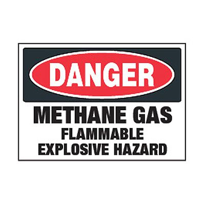 Chemical Safety Labels - Danger Methane Gas Flammable | Emedco