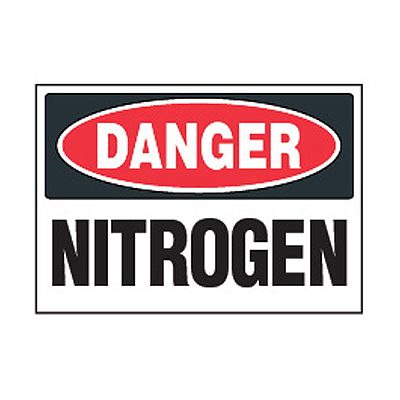 Chemical Safety Labels - Danger Nitrogen, Vinyl Labels | Emedco