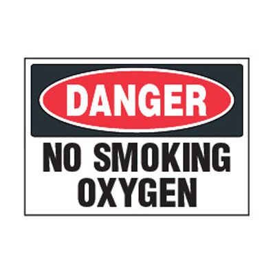 Chemical Safety Labels - Danger No Smoking Oxygen | Emedco