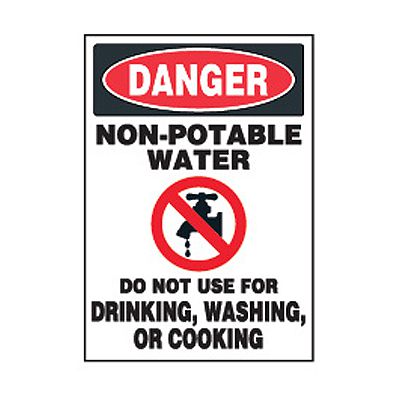 Chemical Safety Labels - Danger Non-Potable Water | Emedco
