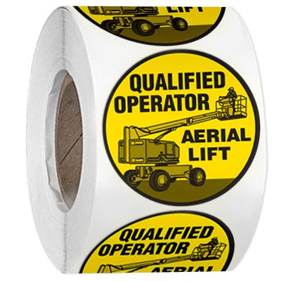 Hard Hat Safety Labels On A Roll - Qualified Operator Aerial Lift ...