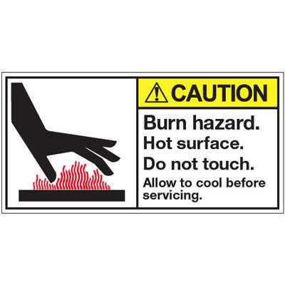 ANSI Caution Labels - Burn Hazard | Emedco