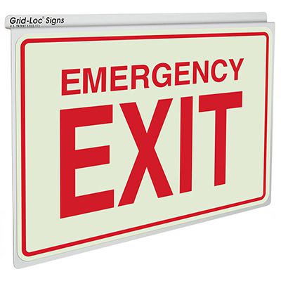 Emergency Exit - Drop Ceiling Double-Faced Signs | Seton
