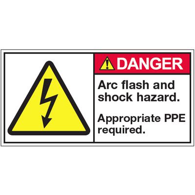 ANSI Warning Labels - Danger Arc Flash And Shock Hazard | Emedco