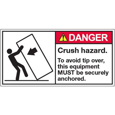 ANSI Warning Labels - Danger Crush Hazard | Emedco