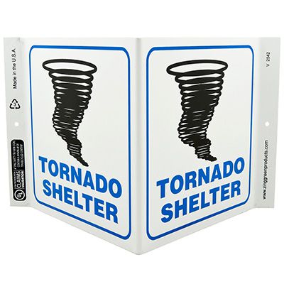 Tornado Shelter V-Style Sign | Emedco