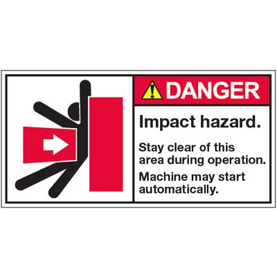ANSI Warning Labels - Danger Impact Hazard Stay Clear | Emedco