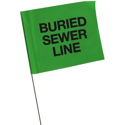 Standard Worded Marking Flags - Buried Sewer Line | Emedco