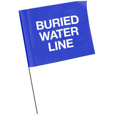 Standard Worded Marking Flags - Buried Water Line | Emedco