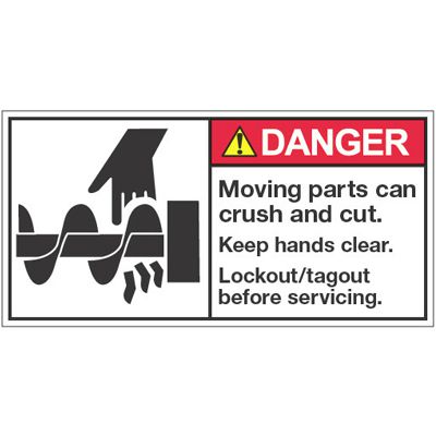 ANSI Warning Labels - Danger Moving Parts Keep Hands Clear | Emedco