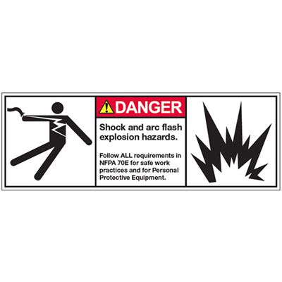 ANSI Warning Labels - Danger Shock And Arc Flash Explosion | Emedco