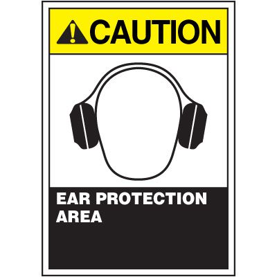 ANSI Caution Labels - Ear Protection Area | Emedco