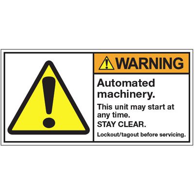 ANSI Warning Labels - Warning Automated Machinery | Emedco