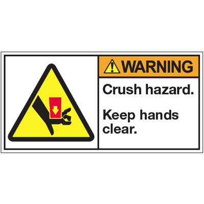 ANSI Warning Labels - Warning Crush Hazard | Emedco