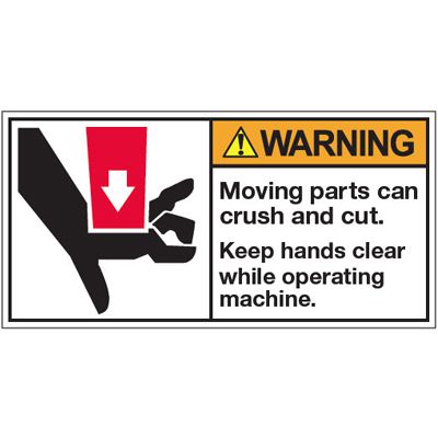 ANSI Warning Labels - Warning Moving Parts Can Crush | Emedco