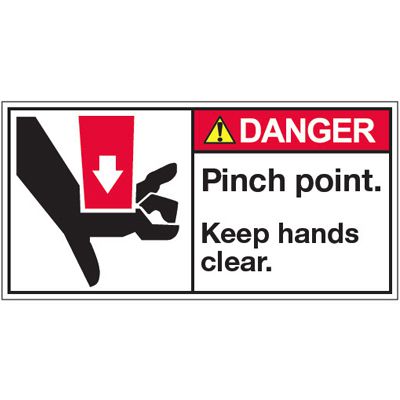 Danger Pinch Point Keep Hands Clear ANSI Labels | Emedco