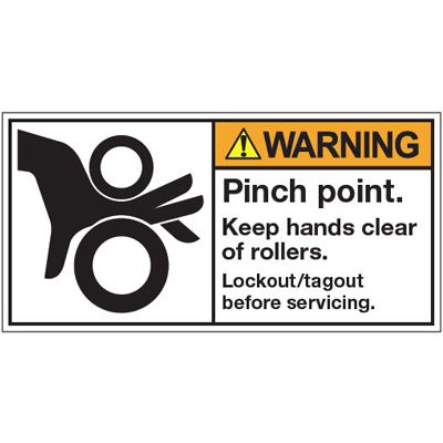 ANSI Warning Labels - Pinch Point Keep Hands Clear | Emedco
