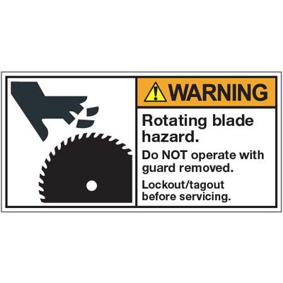 ANSI Warning Labels - Rotating Blade Hazard Do Not Operate | Emedco