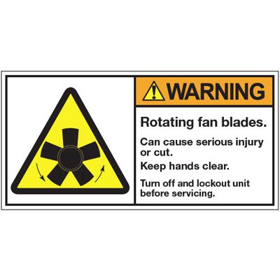 ANSI Warning Labels - Rotating Fan Blades, Safety Labels | Emedco