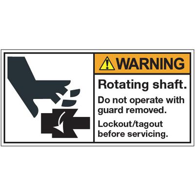 ANSI Warning Labels - Warning Rotating Shaft Do Not Operate | Emedco
