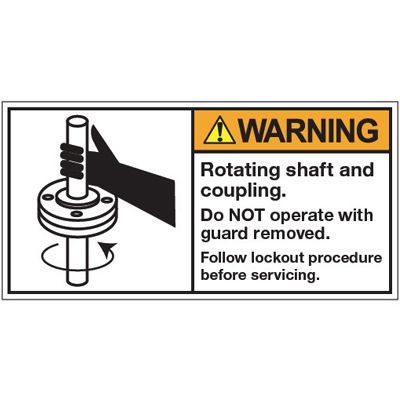 ANSI Warning Labels - Rotating Shafts And Coupling | Emedco