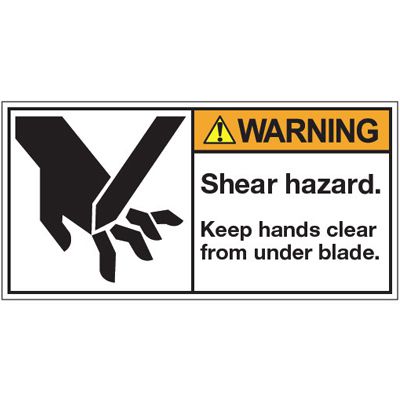 ANSI Warning Labels - Warning Shear Hazard, Machine Labels | Emedco