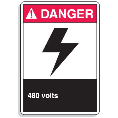 ANSI Z535.2-2011 Safety Signs - Danger 480 Volts, ANSI Signs | Seton