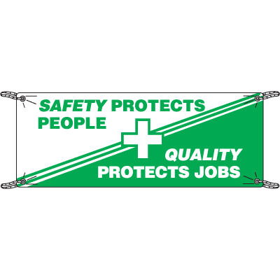 Custom Safety Slogan Banners - Safety Protects People | Seton