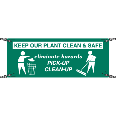 Keep Our Plant Clean & Safe Safety Slogan Banners | Emedco