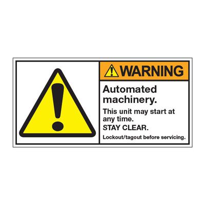 ANSI Warning Labels - Warning Automated Machinery | Emedco
