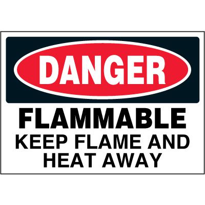 Danger Labels - Flammable Keep Flame & Heat Away | Emedco