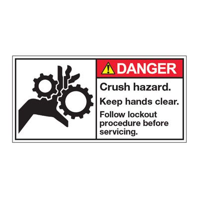 ANSI Z535 Safety Labels, Danger Crush Hazard Lockout Procedure | Seton