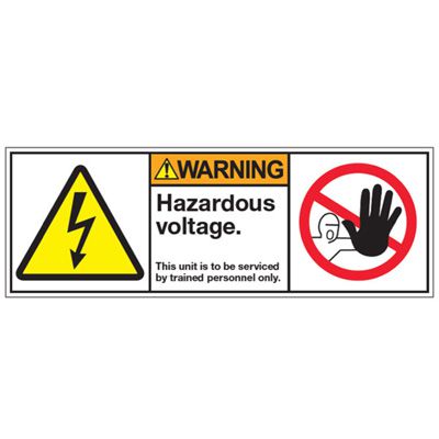 ANSI Warning Labels - Warning Hazardous Voltage | Emedco