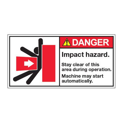 ANSI Warning Labels - Danger Impact Hazard Stay Clear | Emedco