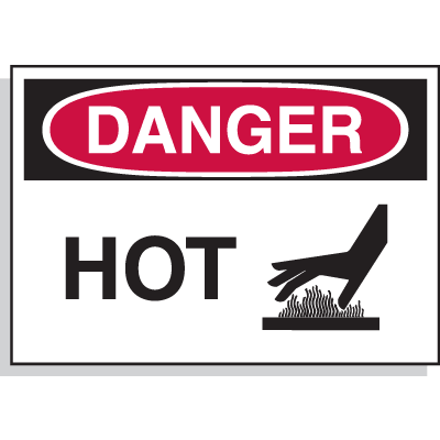 Hazard Warning Labels - Danger Hot (With Graphic) | Seton