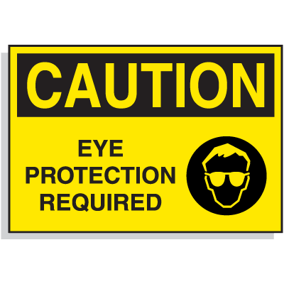 Caution Labels - Eye Protection Required (with Graphic) | Emedco