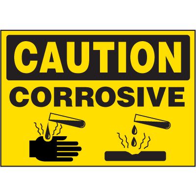 Chemical Hazard Labels - Caution Corrosive | Emedco