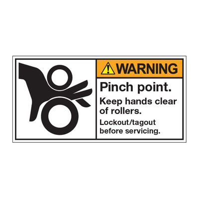 ANSI Warning Labels - Pinch Point Keep Hands Clear | Emedco