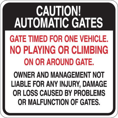 Automatic Gate Security Signs - Gate Timed | Seton