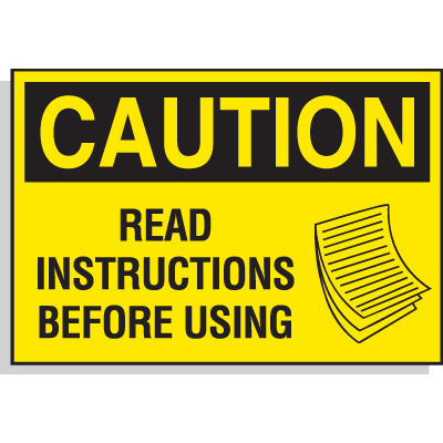 Hazard Warning Labels - Caution Read Instructions Before Using (With ...