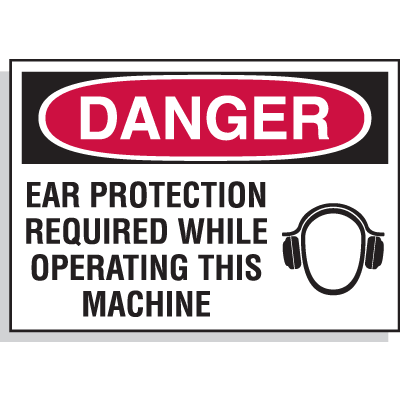 Hazard Warning Labels - Ear Protection Required (w/ Graphic) | Seton