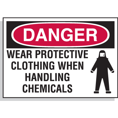 Chemical Hazard Labels - Wear Protective Clothing (w/ Symbol) | Seton