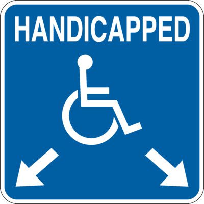 Handicap Signs - Handicapped (Symbol of Access and Down Arrows) | Seton