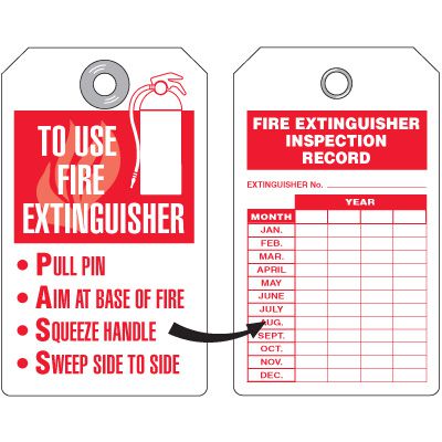 Heavy Duty Plastic Fire Extinguisher PASS Tag | Emedco