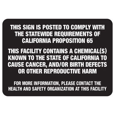 Chemical Warning Signs - Requirements Of California Prop 65 | Emedco