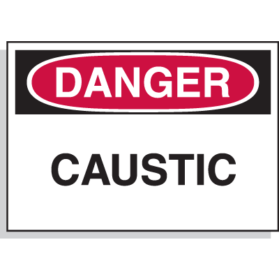 Hazard Warning Labels - Danger Caustic | Emedco